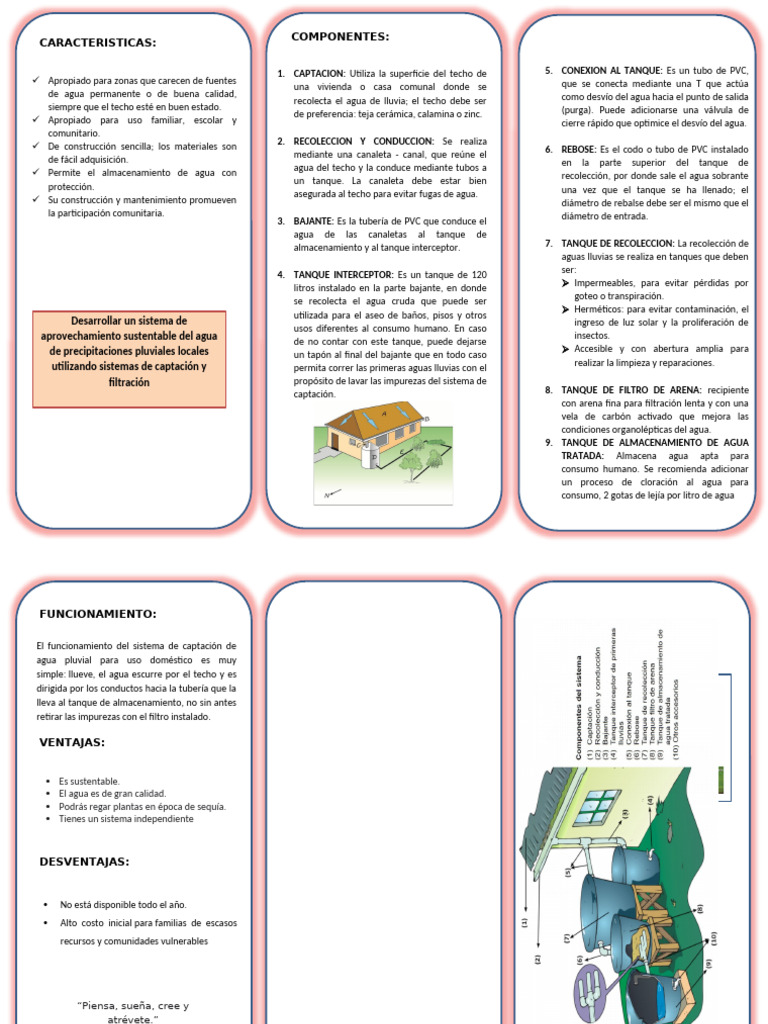 Triptico Captacion de Agua de Lluvia | PDF | Agua | Tanques