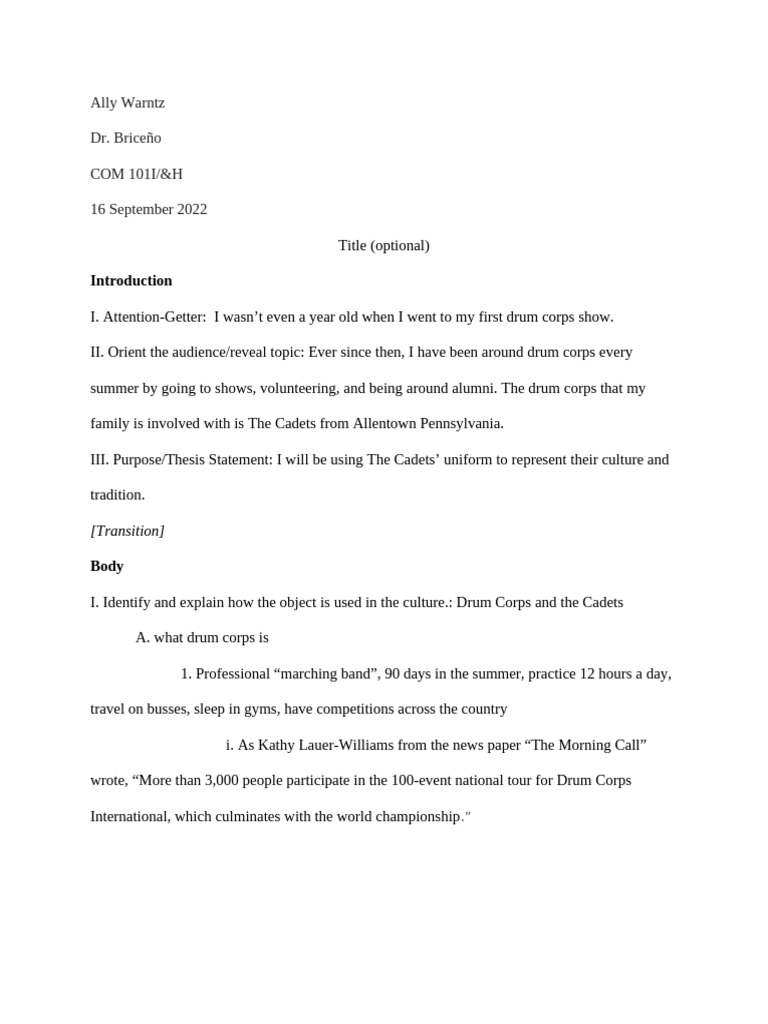 Cultural Artifact Speech | PDF