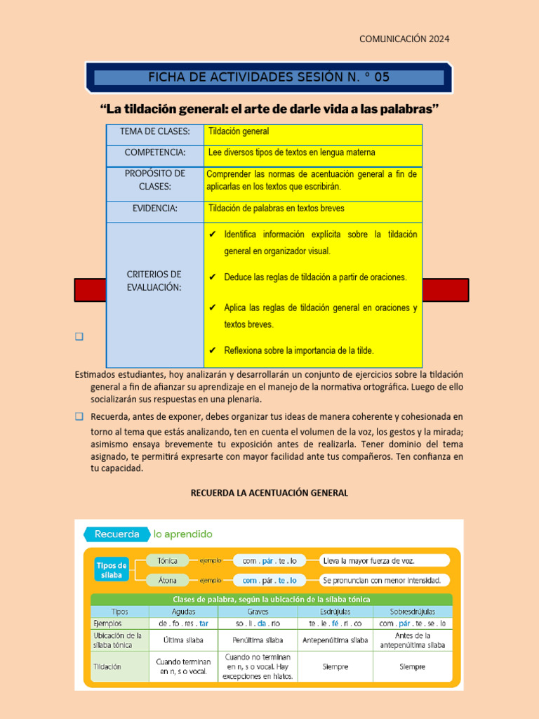 Ficha de Actividad 05 | PDF