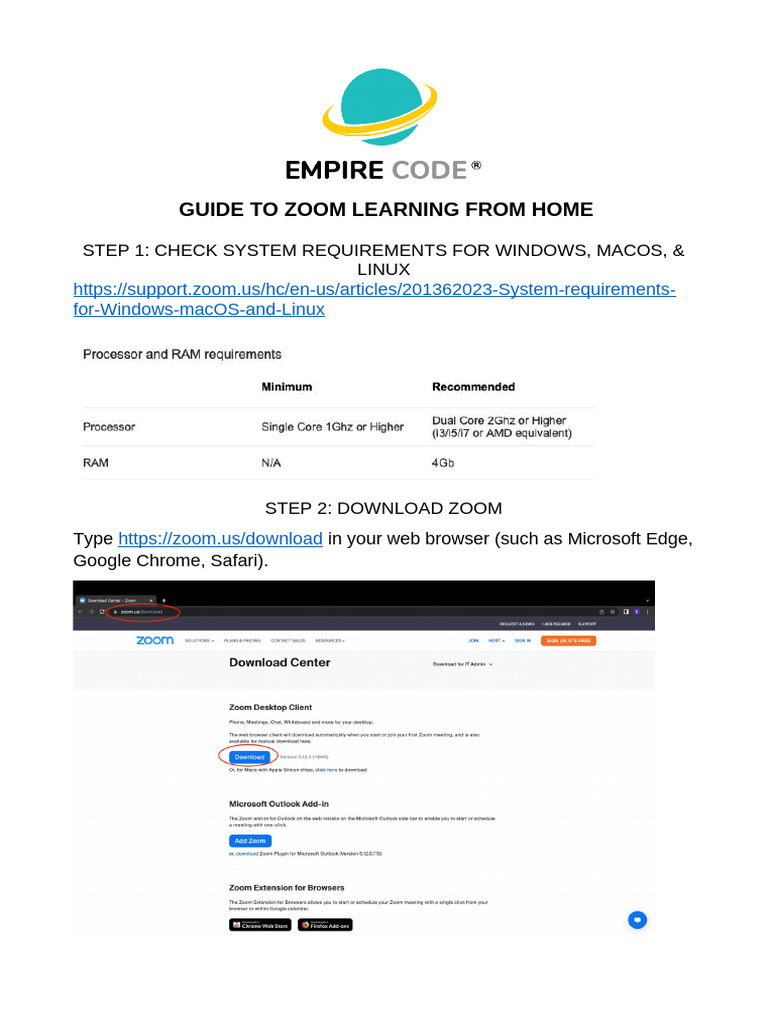 Empire Code - Zoom Guide - Oct 2022 | PDF