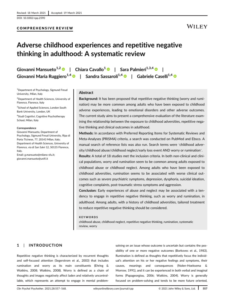 Childhood Adversity | PDF