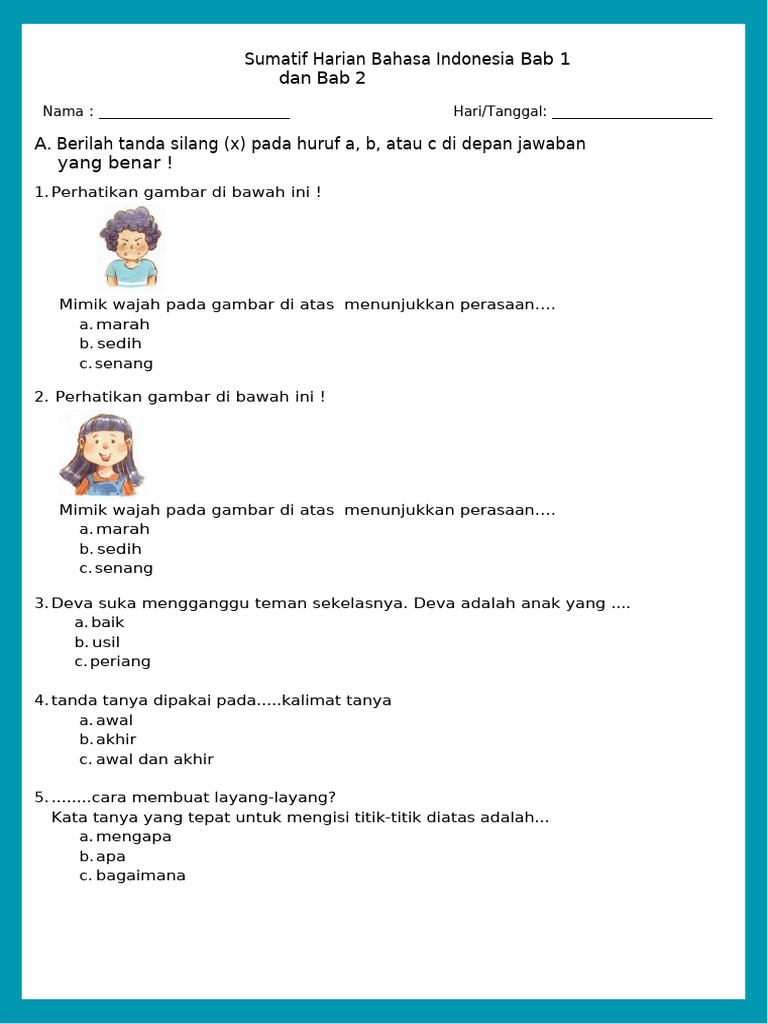 Sumatif Bahasa Indonesia Bab 1 Dan 2 | PDF