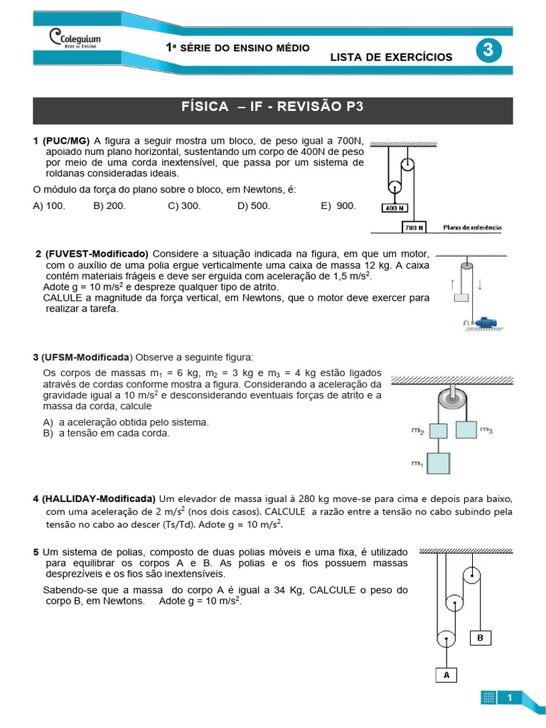 Lista de Exercícios Revisionais - IF - 1 Série - REVISÃO P3 2 | PDF