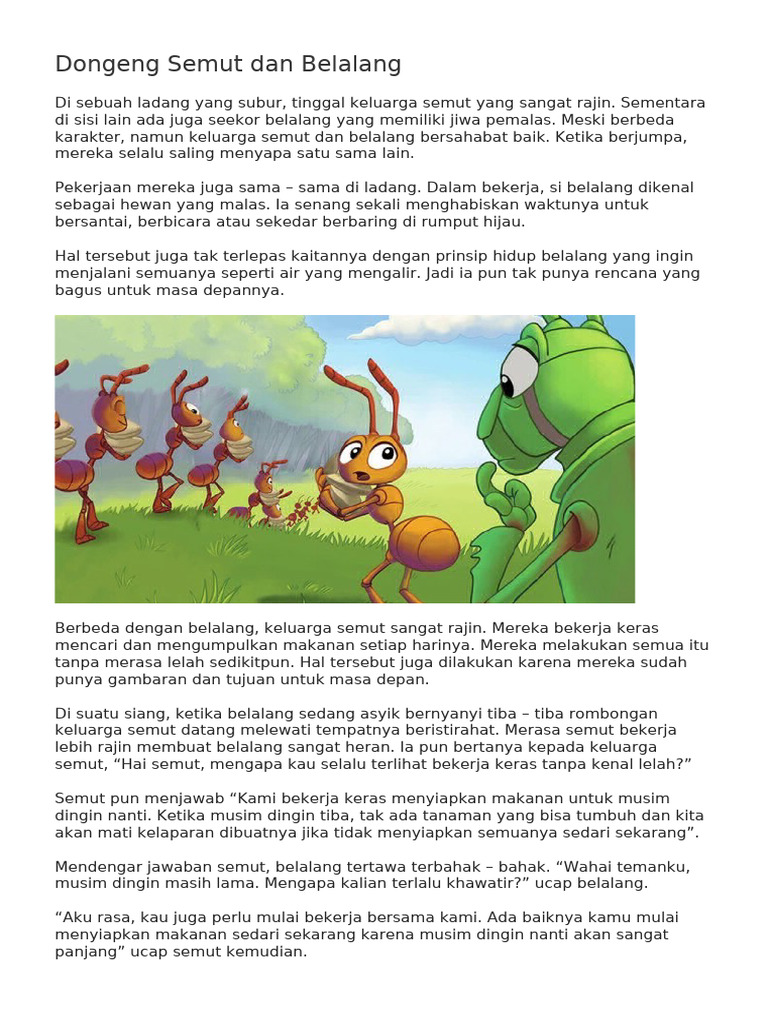 Dongeng Semut Dan Belalang | PDF