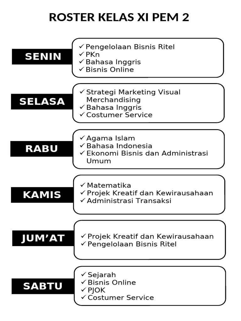 Jadwal Piket Kelas Xi Pem 2 | PDF