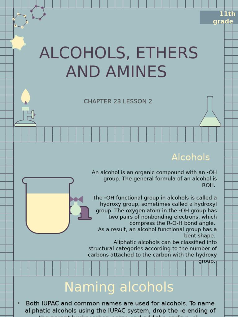 Alcohols, Ethers and Amines 9G | PDF