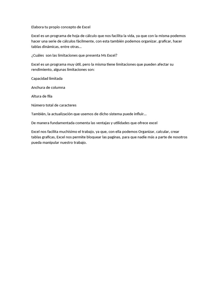 Elabora Tu Propio Concepto de Excel | PDF