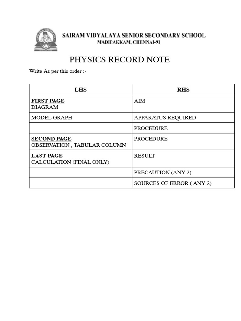 Physics Record Note | PDF