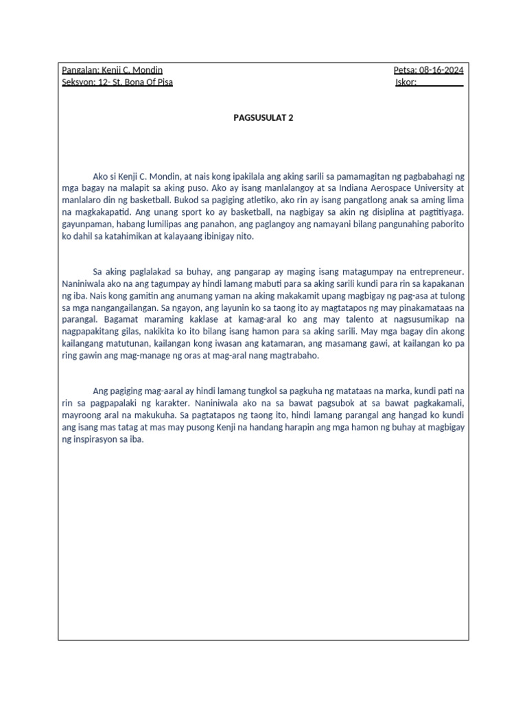 Kenji Filipino Pagsusulat 2 | PDF