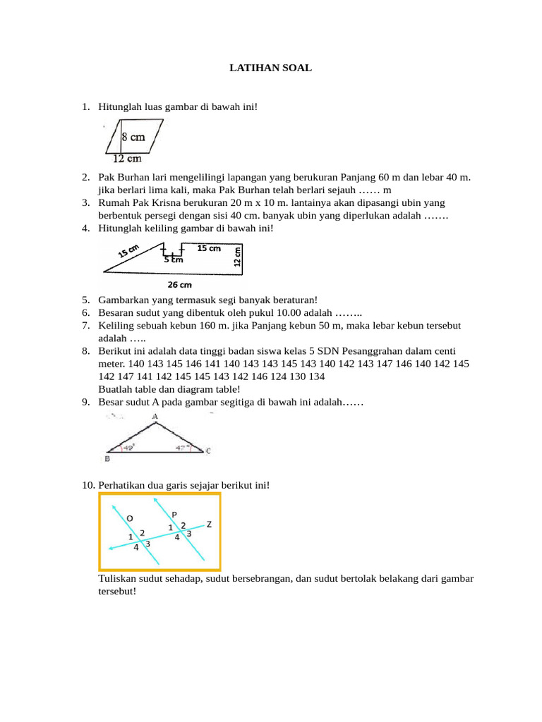 Latihan MTK Kelas 4 Part 2 | PDF