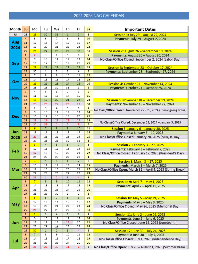 NAC 24-25 Calendar | PDF