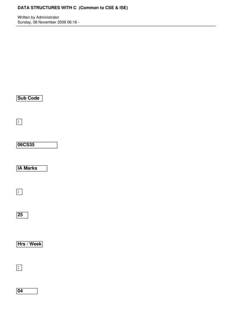 Data Structures With C Common To Cse A Com | PDF | Pointer (Computer ...