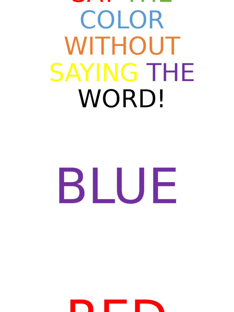 Say The Color Without Saying The Word | PDF