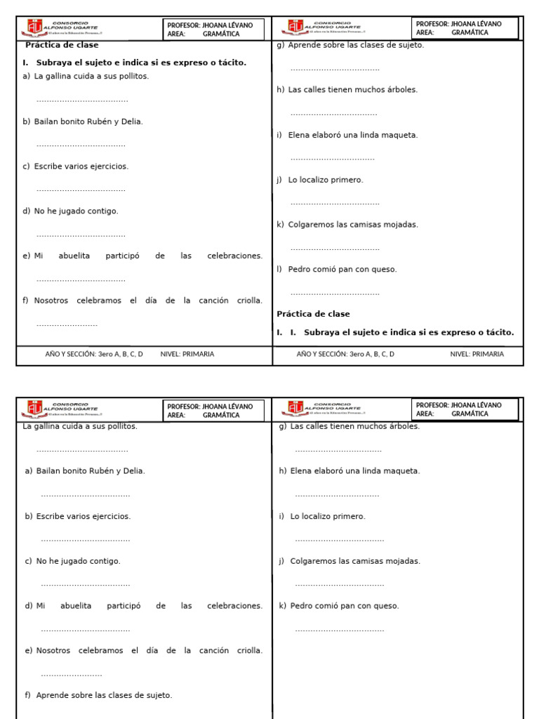Sujeto Explicito y Expreso | PDF