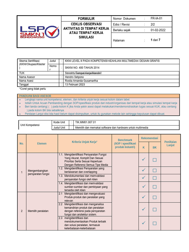 Rostia Amanda Gusamartha 05. FR IA.01 | PDF