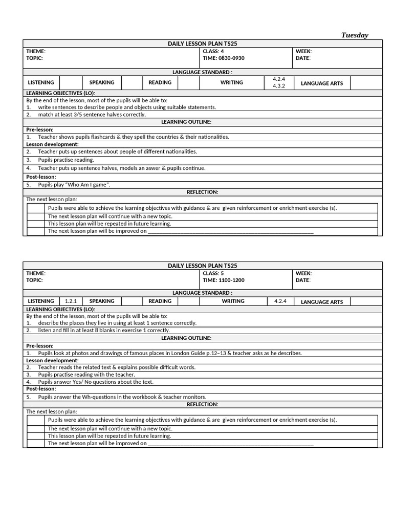 Lesson Plan Week 6 2023 | PDF
