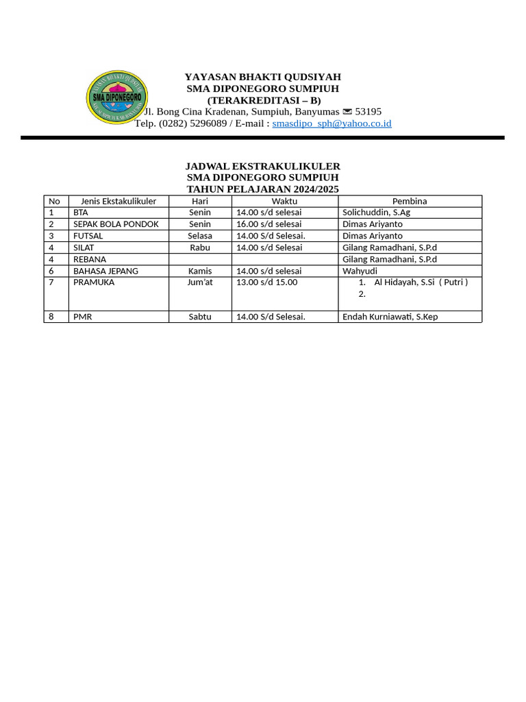 Jadwal Ekstra | PDF