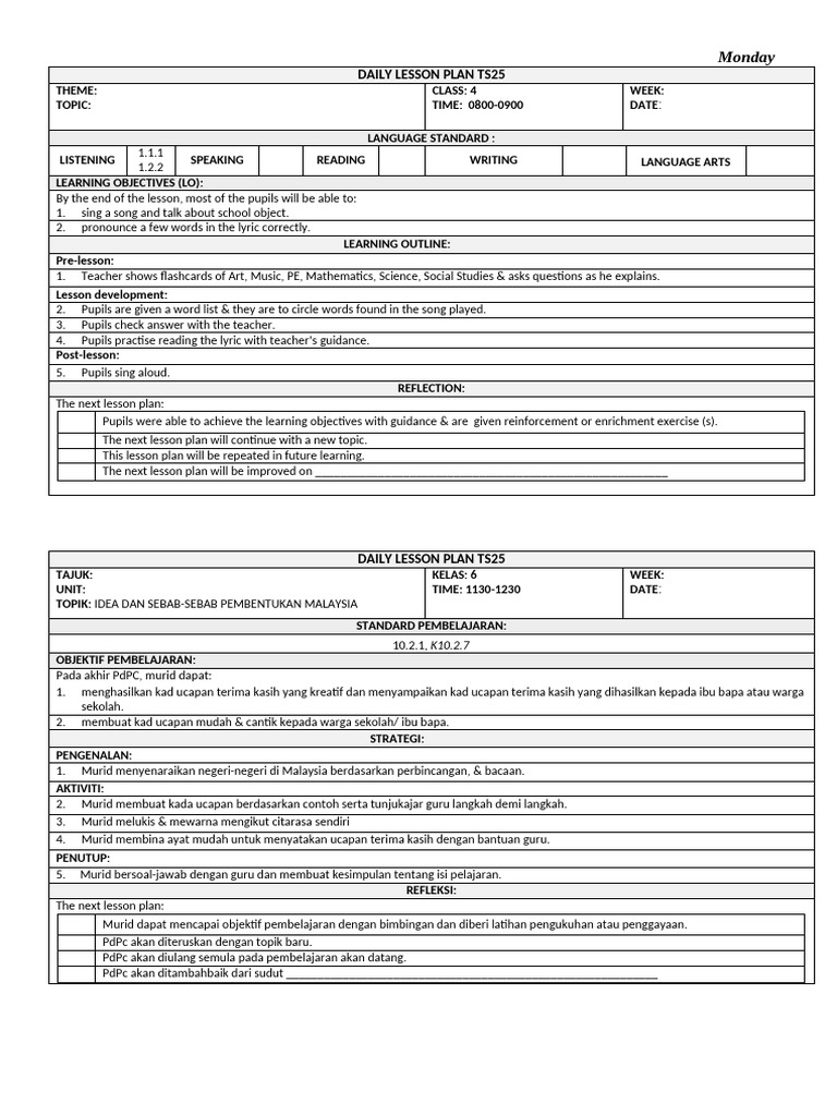 Lesson Plan Week 8 2023 | PDF