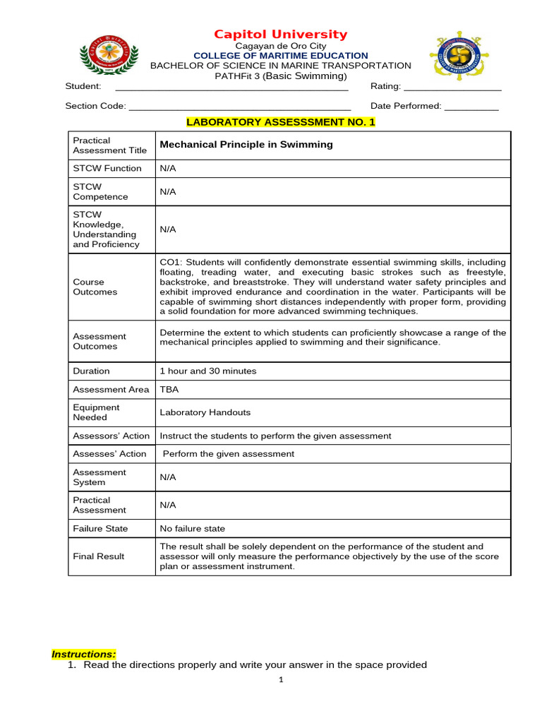 PATHFit 3 LABORATORY Assessment 1 | PDF