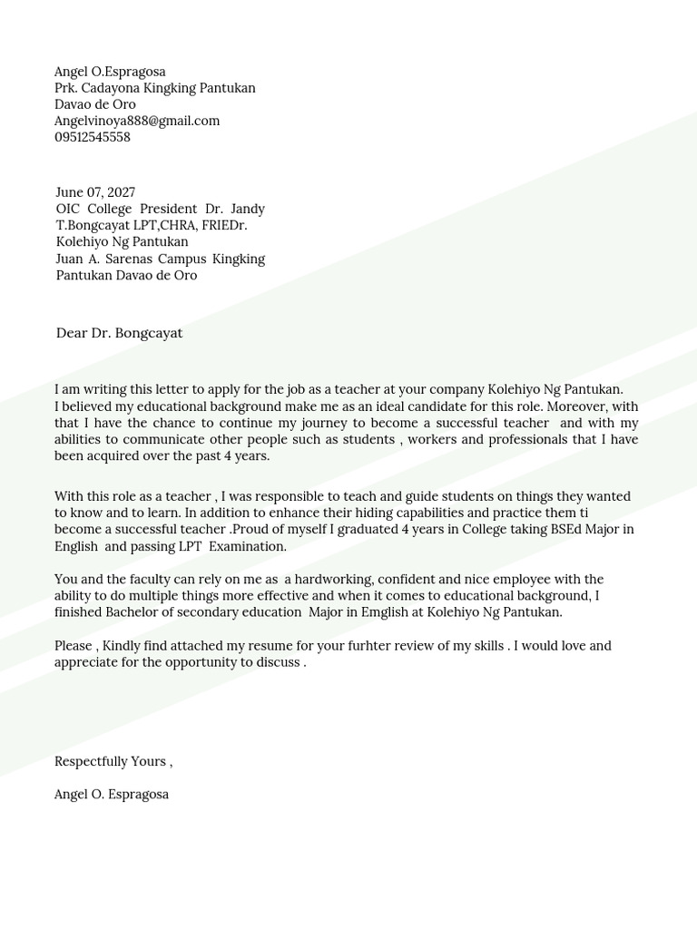 Application Letter | PDF