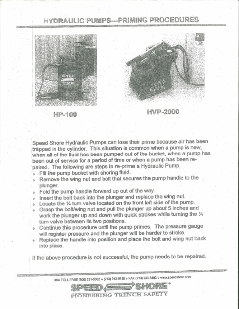 Hydraulic Pump Priming Procedures | PDF