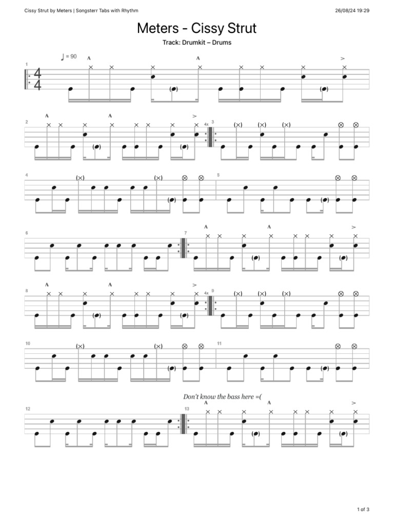 Meters - Cissy Strut (Drums Tab) | PDF