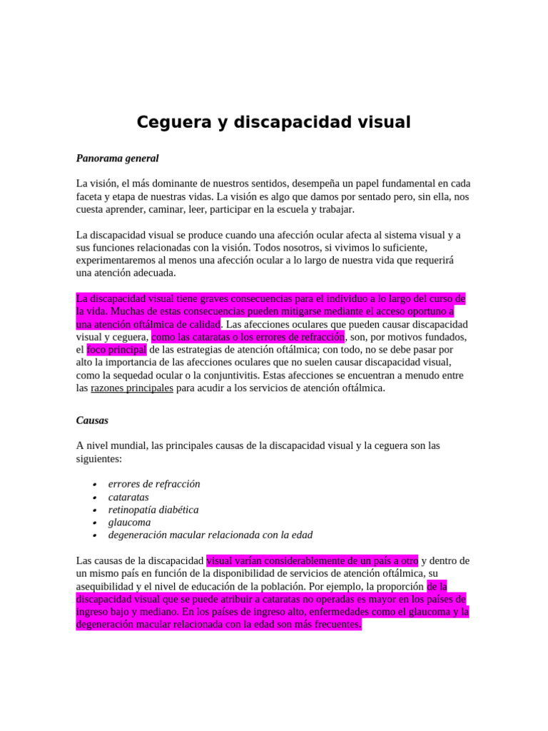 Ceguera y Discapacidad Visual | PDF