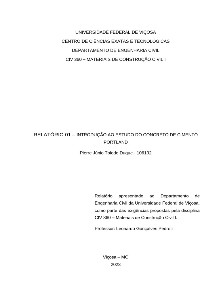 CIV 360 - Relatório 1 | PDF