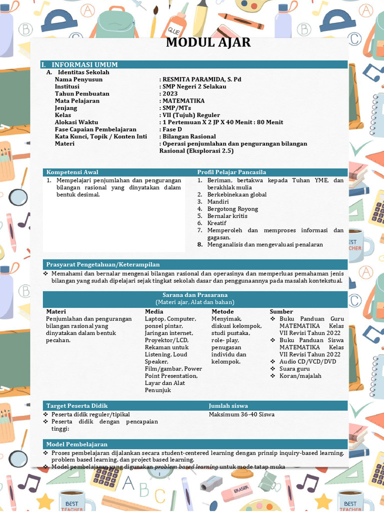 Modul Ajar Matematika | PDF | Karier & Perkembangan