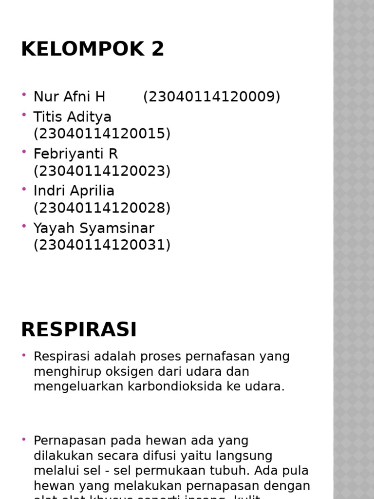 Sistem Respirasi Pada Hewan (Kel 2) | PDF