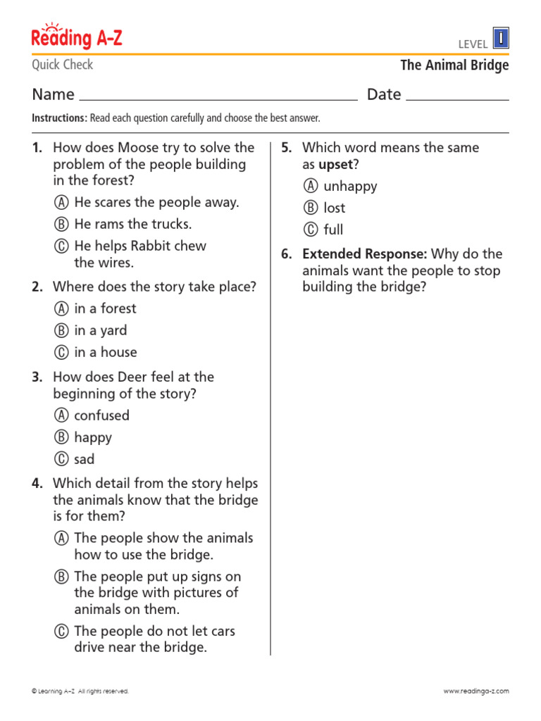 Animal bridge - rcQuiz | PDF