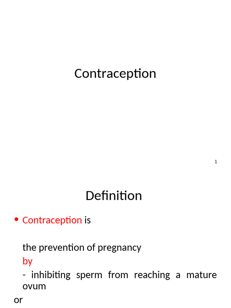 Chapter 1 Contraception | PDF