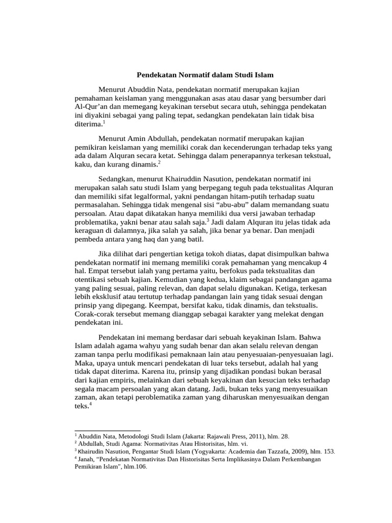 Pendekatan Normatif Dalam Studi Islam | PDF