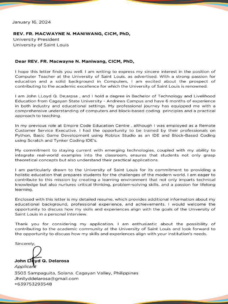 Computer Teacher Application - John Lloyd Q. Delarosa | PDF