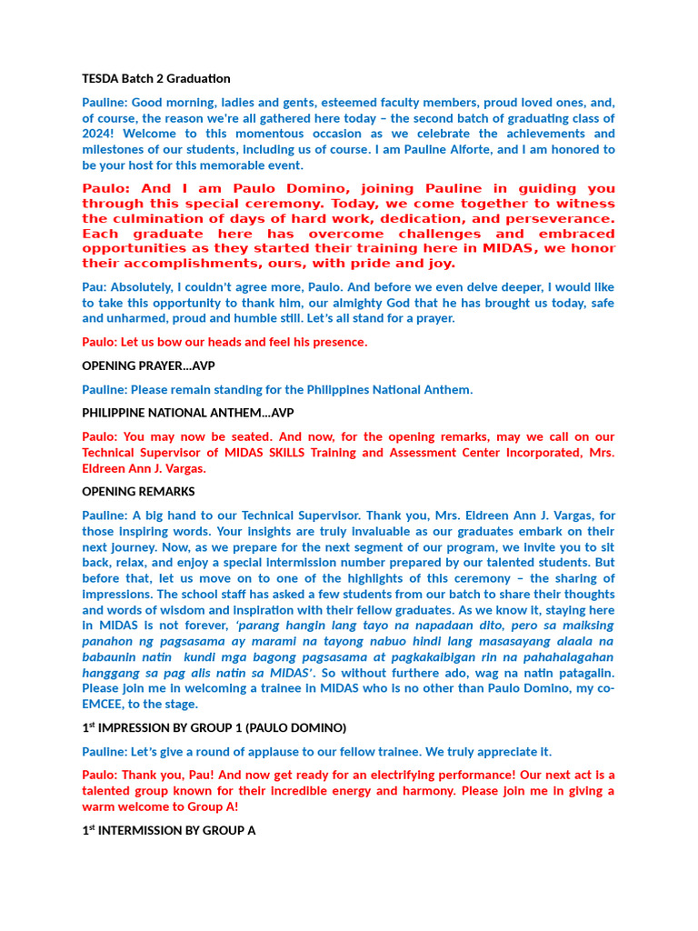 DRAFT EMCEE SCRIPT | PDF