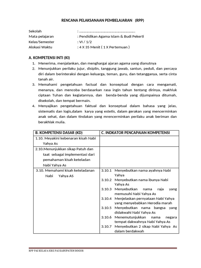 RPP Kls 6 KD 3.10 | PDF