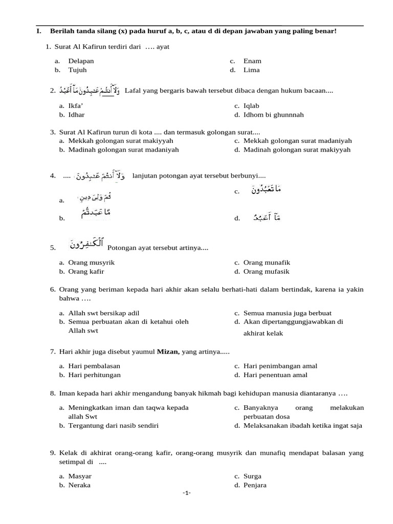 Kelas 6 - Latihan Soal PAI .pdf | PDF