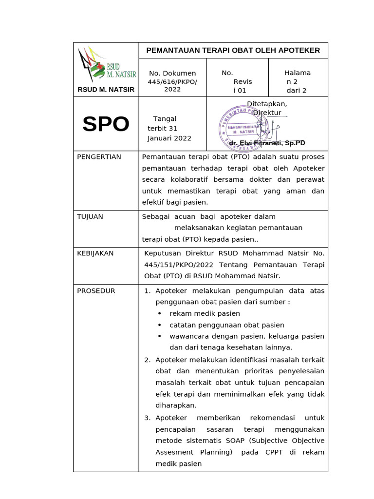 SPO PEMANTAUAN TERAPI OBAT Compressed | PDF