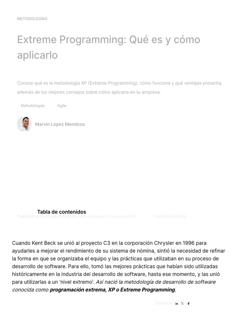 Extreme Programming - Qué Es y Cómo Aplicarlo - Op | PDF | Software ...