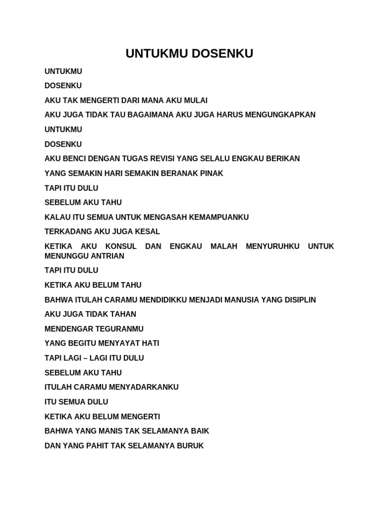 Puisi Untukmu Dosenku | PDF