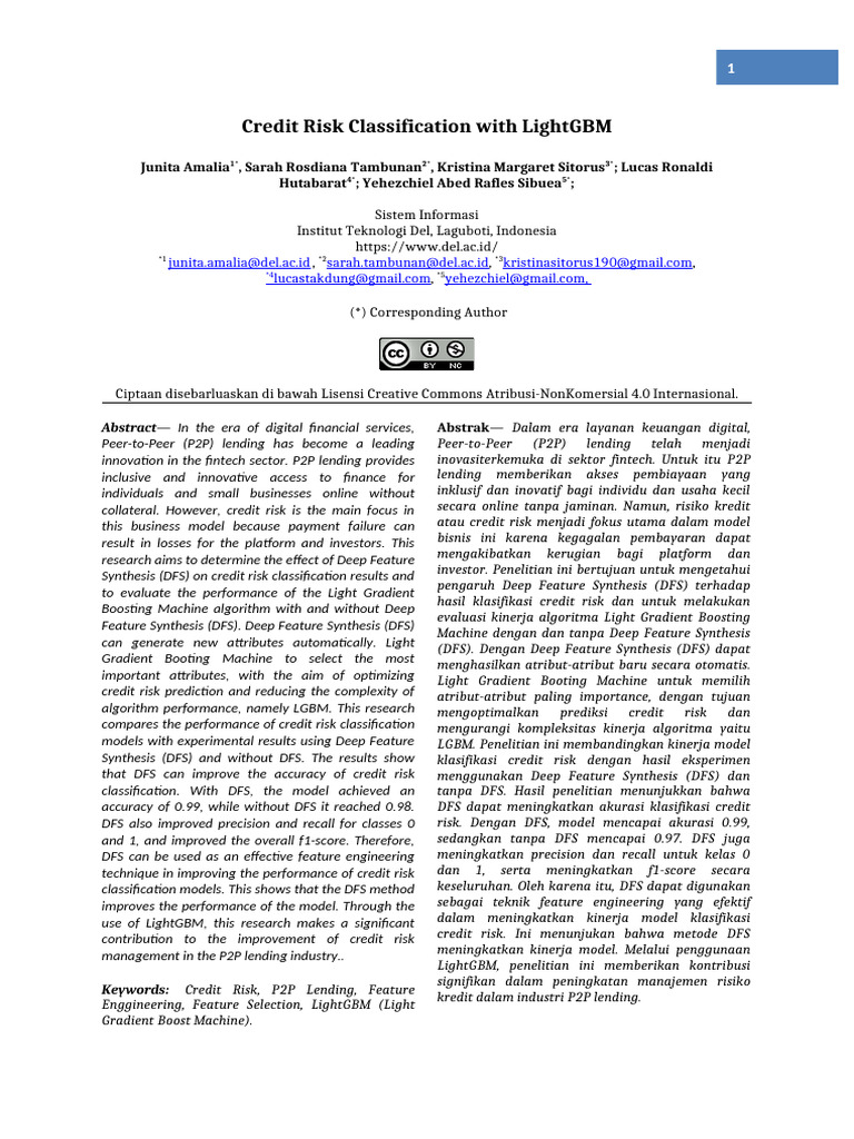 Credit - Risk - Classification - With - LightGBM - Paper - TASI - 2324 - 107 - Comment JUN | PDF