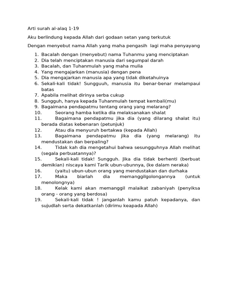Arti Surah Al-Alaq | PDF