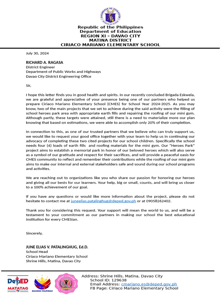 Letter For DPWH | PDF