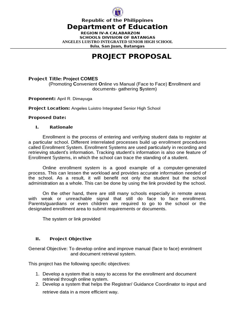 Project COMES-project Proposal 1 | PDF
