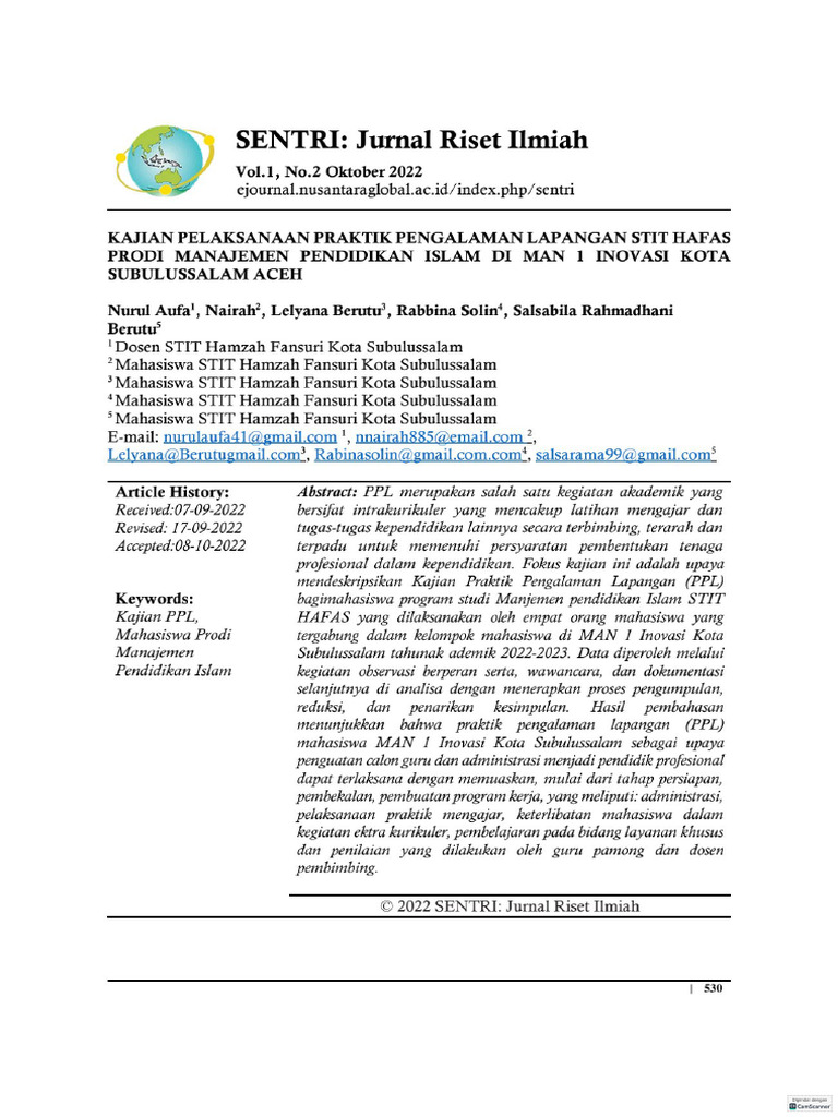 Sentri, 25. Jurnal PPL 2022-1 | PDF