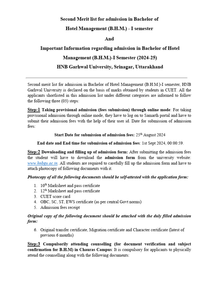 B HM Second Merit | PDF
