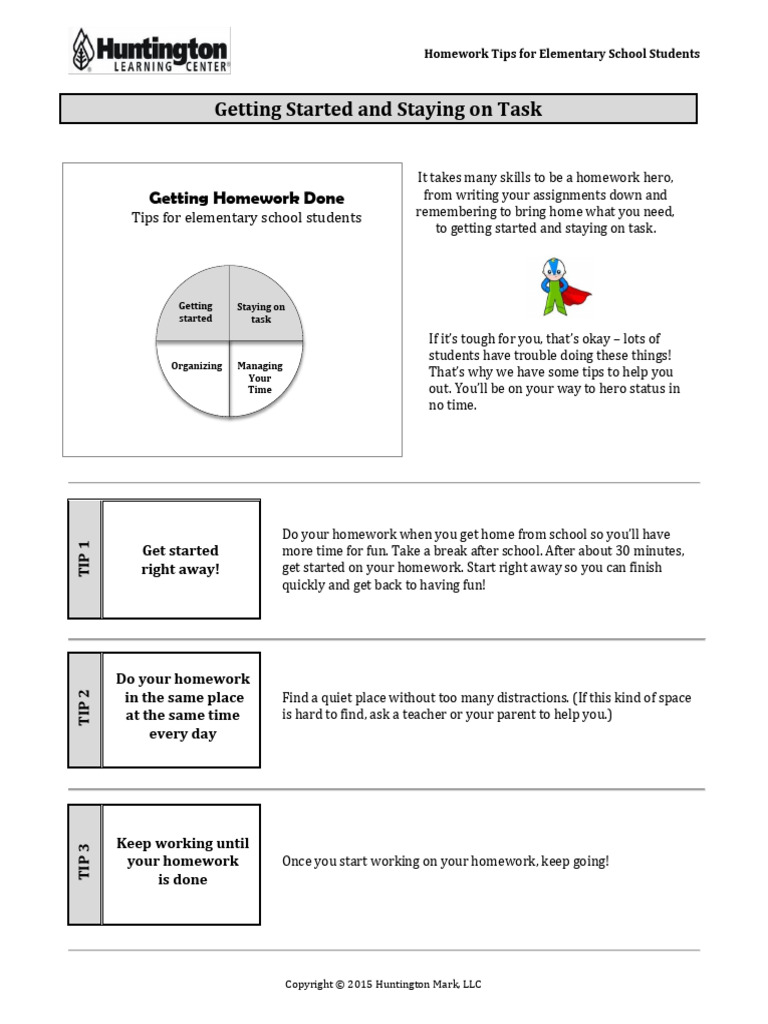 Homework Tips For Elementary School Students - Getting Started and ...