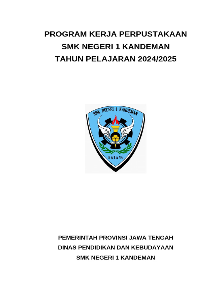 Program Kerja Perpustakaan SMK 1 Kandeman | PDF