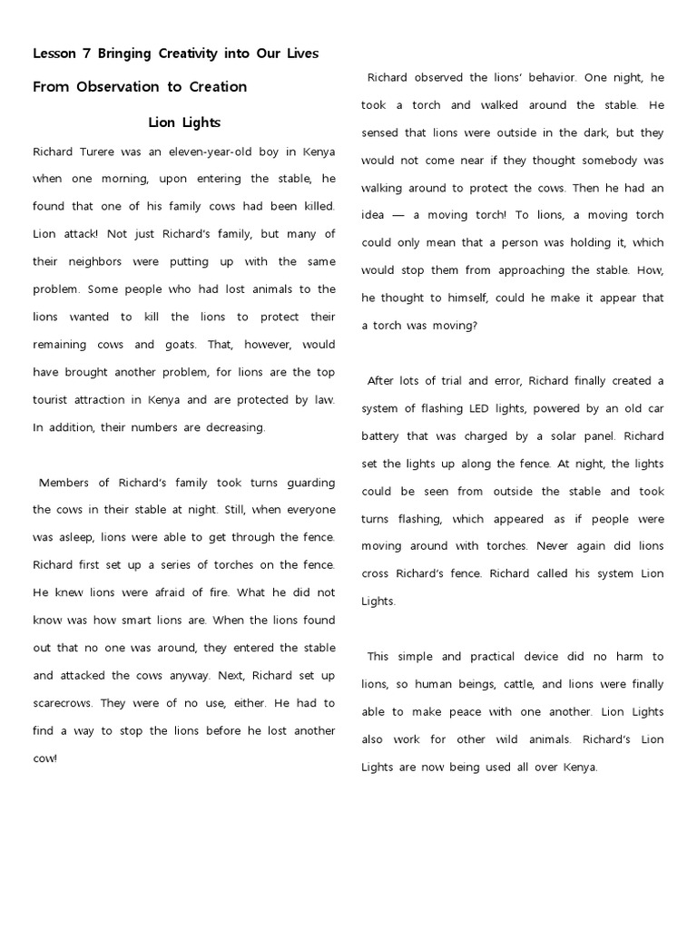 Lesson 7 Bringing Creativity Into Our Lives | PDF