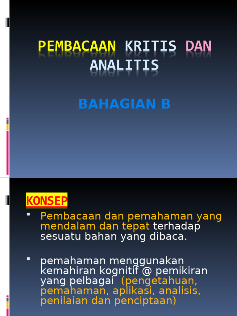 Pembacaan Kritis Dan Analitis | PDF